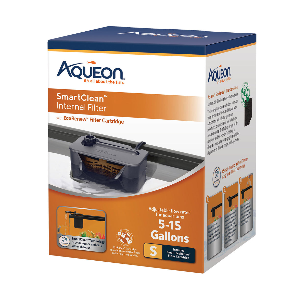 Aqueon QuietFlow SmartClean Internal Power Filter - 15g ...