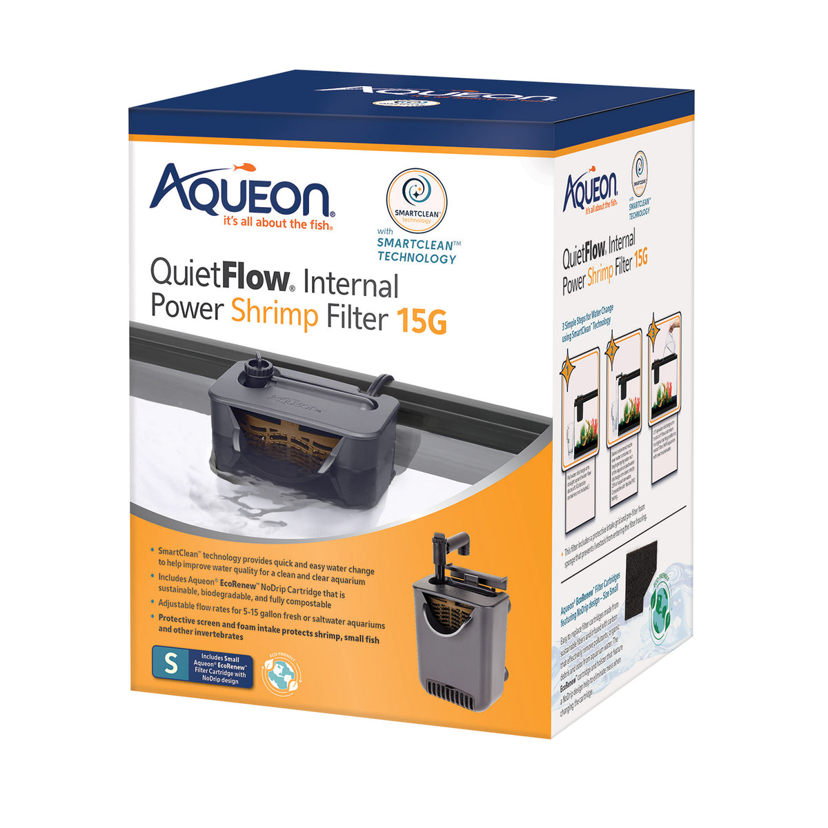 Aqueon QuietFlow Internal Power Shrimp Filter - 15g — Aquariumproducts.ca